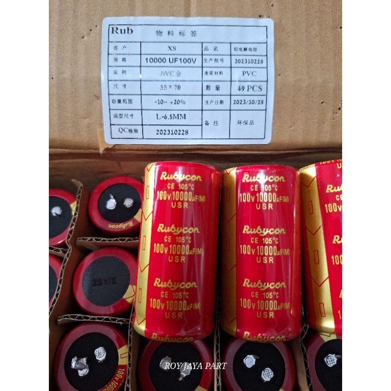 Jual Elco Rubycon Red 10.000uf 100V (USR)35*70 Original | Shopee Indonesia