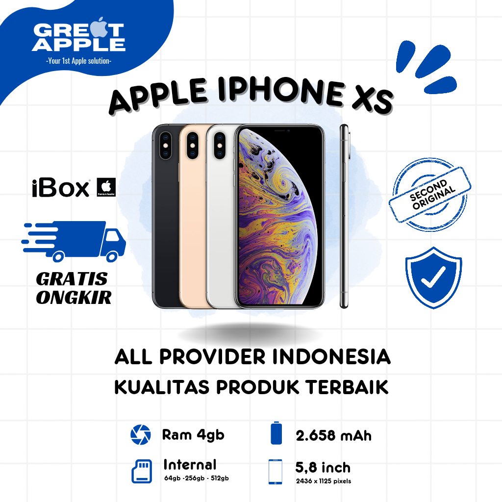 Jual Apple Iphoone Xs 64gb 256Gb 512Gb Fullset Second Original Resmi Bergaransi | Shopee Indonesia