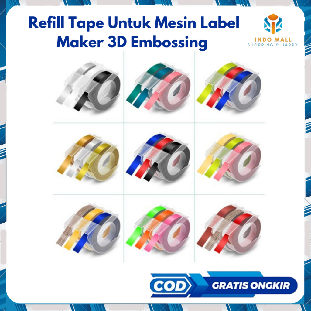Jual Refill Cidy Dymo Embossing Label Maker Decorative Tape Paper 3d ...