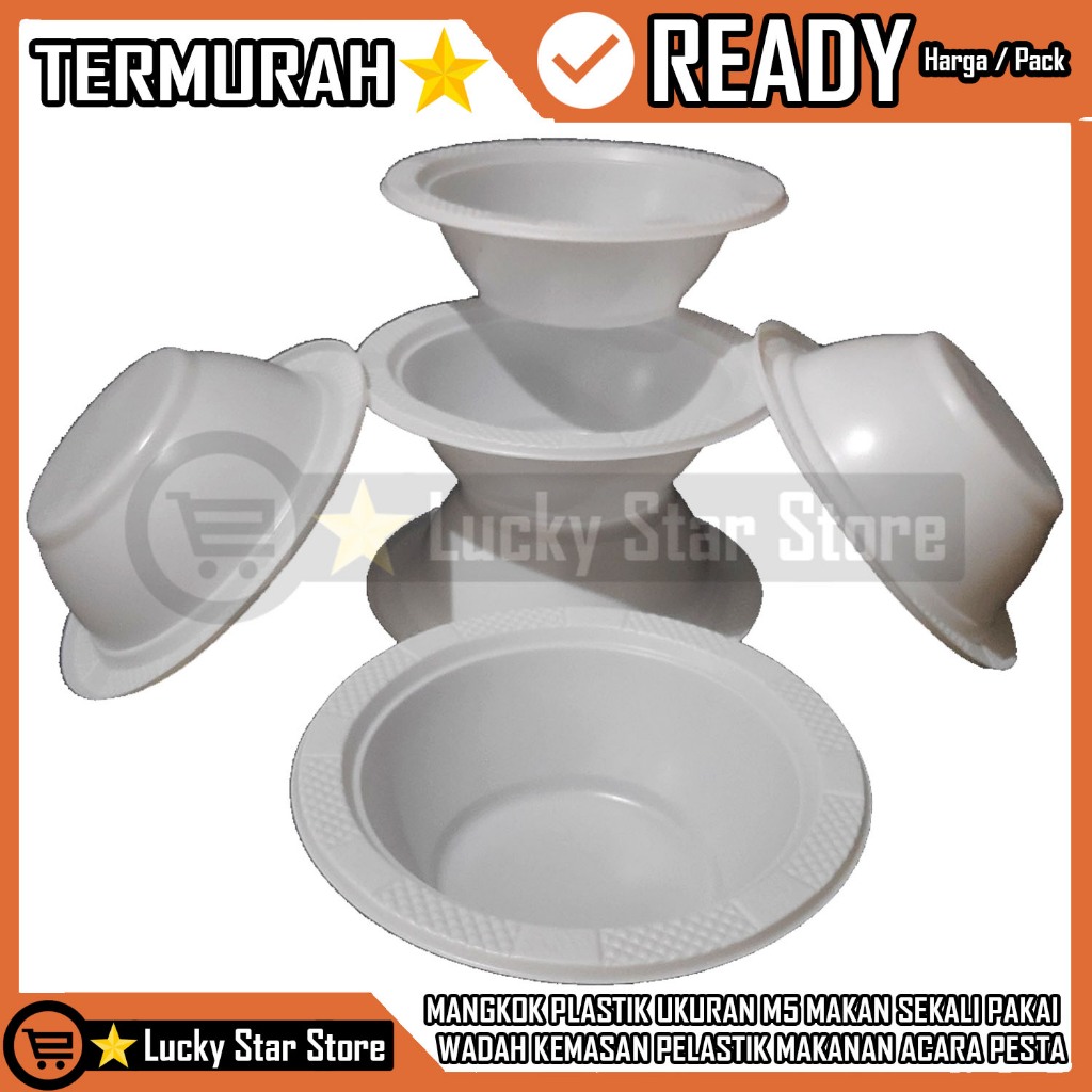 Jual Mangkok Plastik M5 Tahan Panas Sekali Pakai Putih Susu Pesta ...
