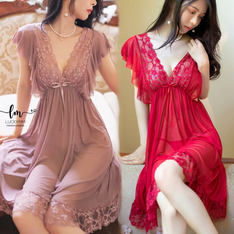 Jual Sexy Lingerie Dress Transparan Baju Tidur Sexy Lingerie Wanita Bigsize Fit M-XXL / Lingerie ...