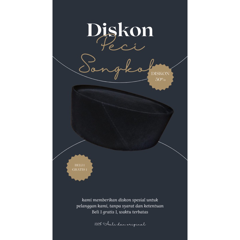 Jual Peci hitam -Peci Hitam Ukuran 1-10, Peci Kain Bludru, Songkok ...