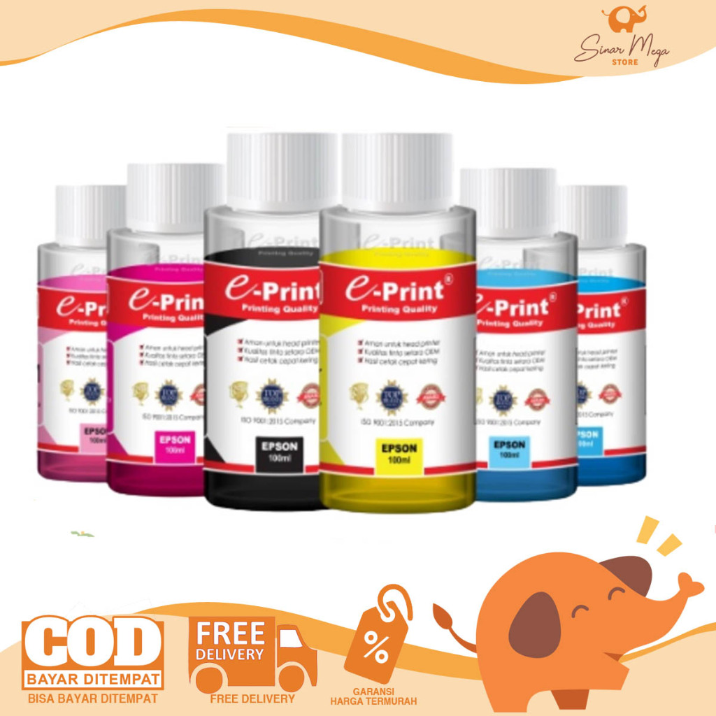 Jual E-Print EPRINT Refill Epson 100ML Black, Cyan, Magenta, Yellow ...