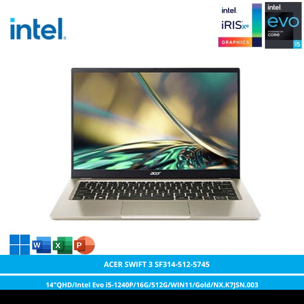Jual ACER SWIFT 3 SF314-512-5745 [14"QHD/Intel Evo i5-1240P/16G/512G ...