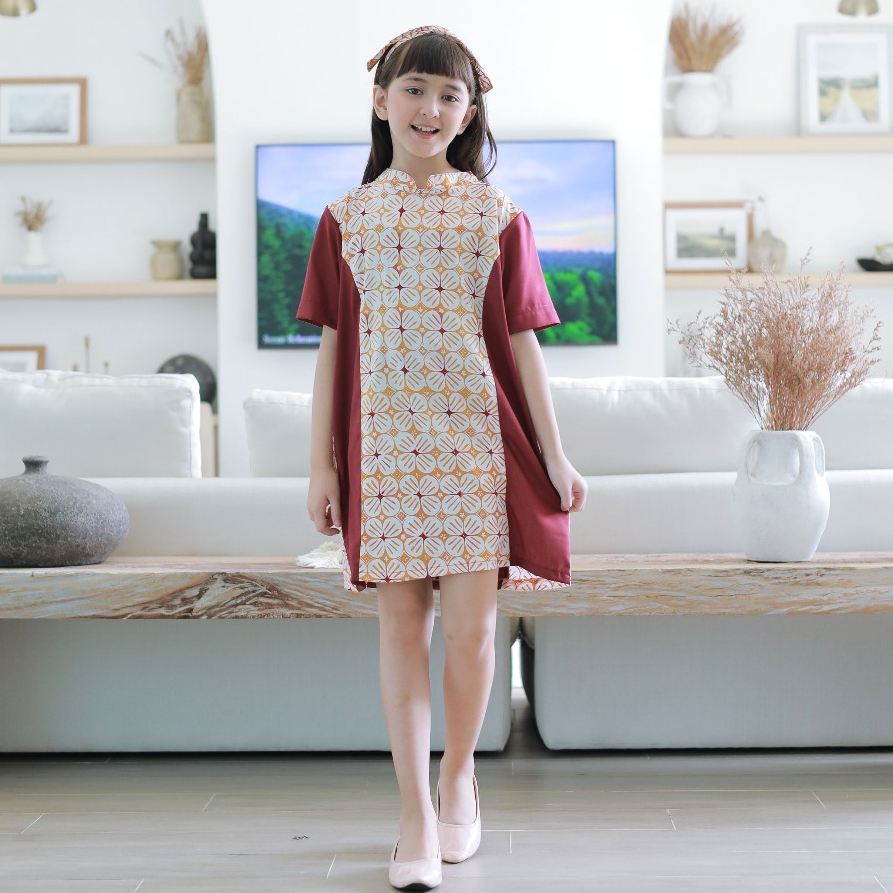 Jual dress batik cewek pesta lucu seri madrim keneshkids | Shopee Indonesia