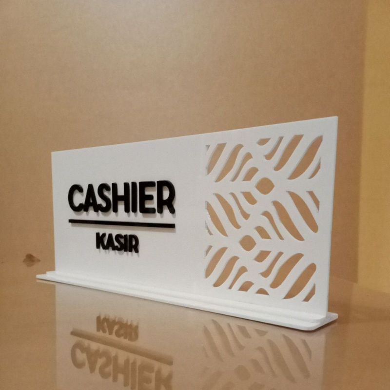 Jual Cashier / Kasir Sign Board Standing Acrylik Timbul Bolong Motif ...