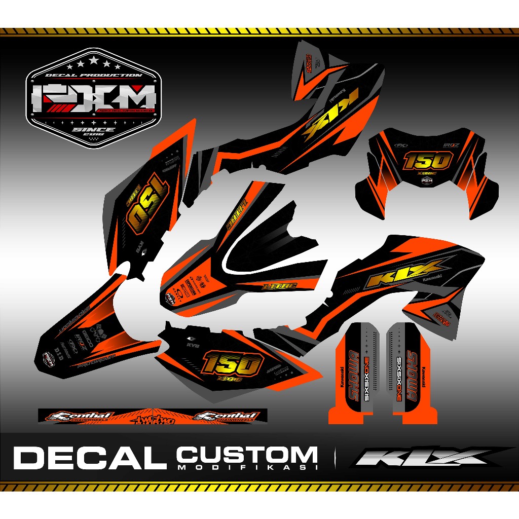 Jual Decal KLX BF 150 Extreme orange Grey Hitam Sticker Fullbody ...