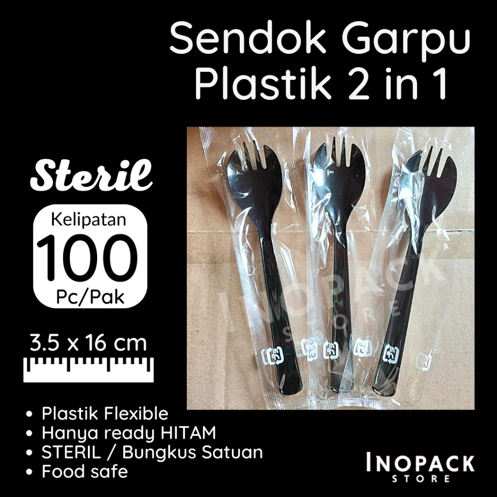 Jual Sendok spork plastik STERIL 2 in 1 sendok garpu gase higienis ...