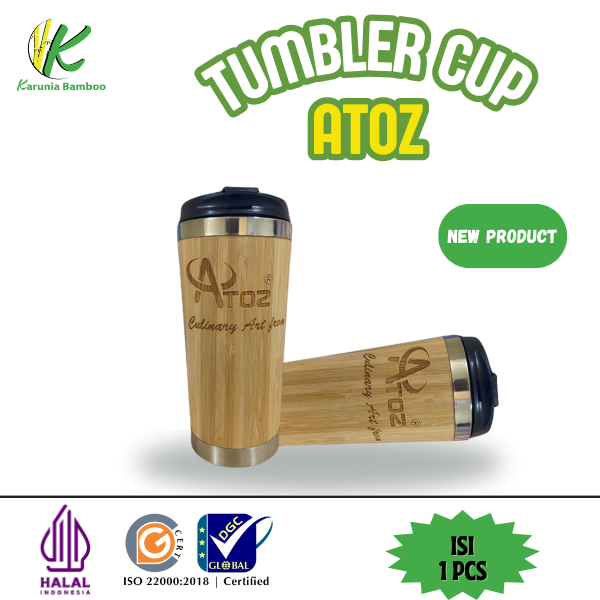 Jual Bamboo cup ATOZ 450 ml Termos Tumbler Botol Bambu Tahan Panas dan Dingin ukiran atoz ...