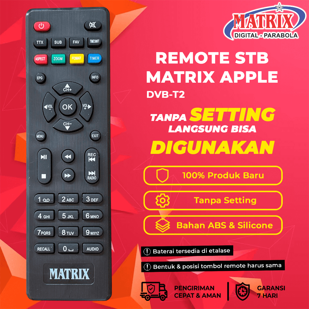 Jual REMOTE REMOT STB RECIEVER DVB-T2 MATRIX APPLE HD MERAH | Shopee ...