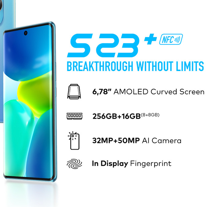 Jual ITEL S23 Plus + 16/256 GB (8GB+8GB) AMOLED CURVED 8/256 Garansi ...