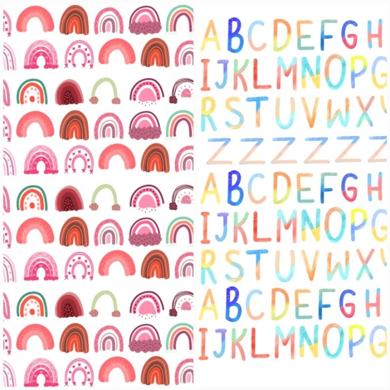 Jual Stiker Transparan Pelangi Aesthetic || Abjad | Shopee Indonesia