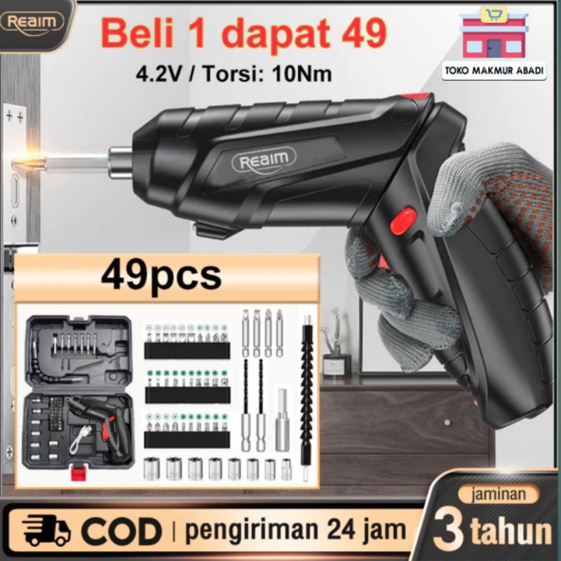 Jual Mesin Bor Cordless Mini 49pcs Set 4.2V Cordless Screwdriver ...