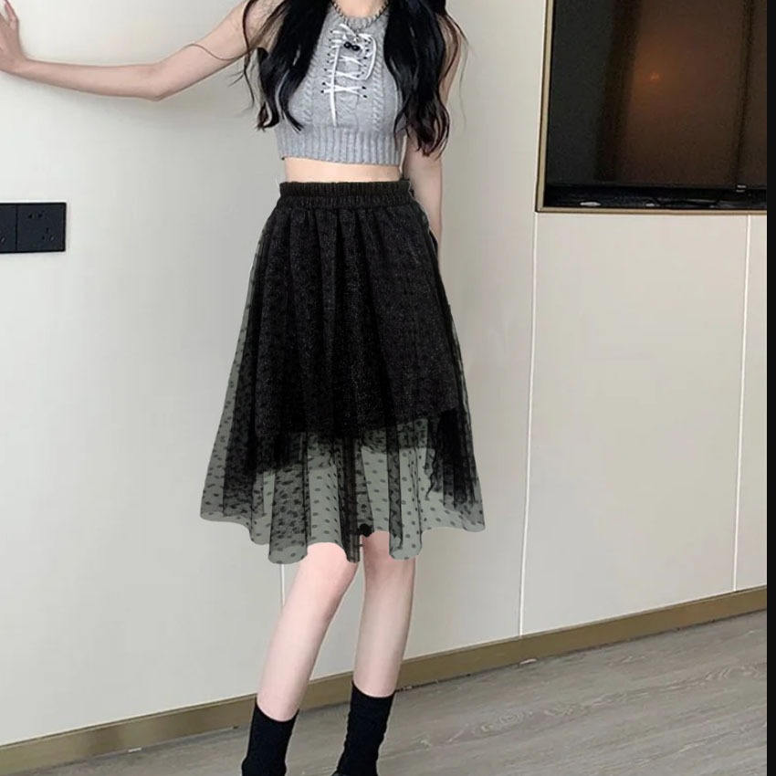 Jual Rok korean style wanita Selutut Tille Polos / Rok Midi Terbaru ...
