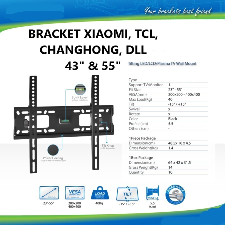 Jual Bracket TV Xiaomi Ukuran 43 inch dan 55 inch | Shopee Indonesia