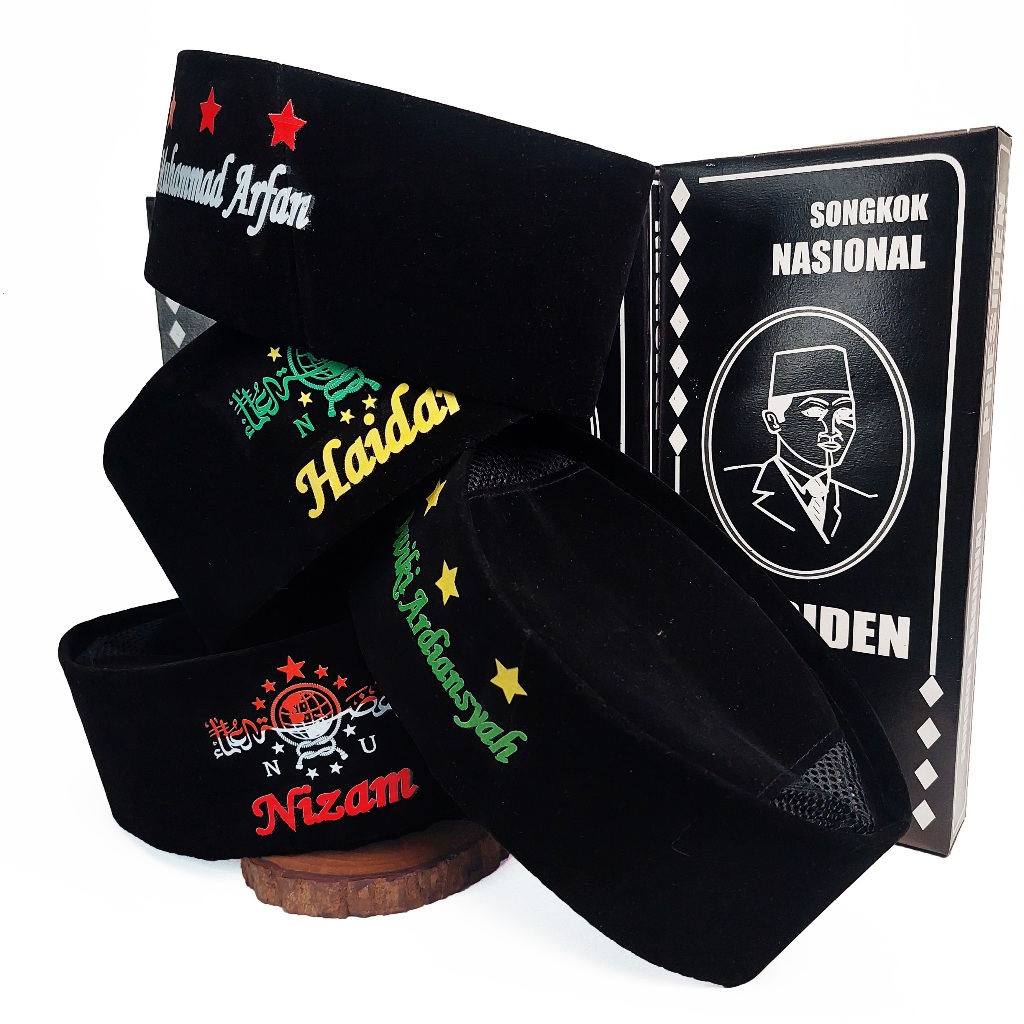Jual Peci Songkok Kopiah NU NAMA BINTANG Peci Hitam Logo NU Gratis NAMA ...