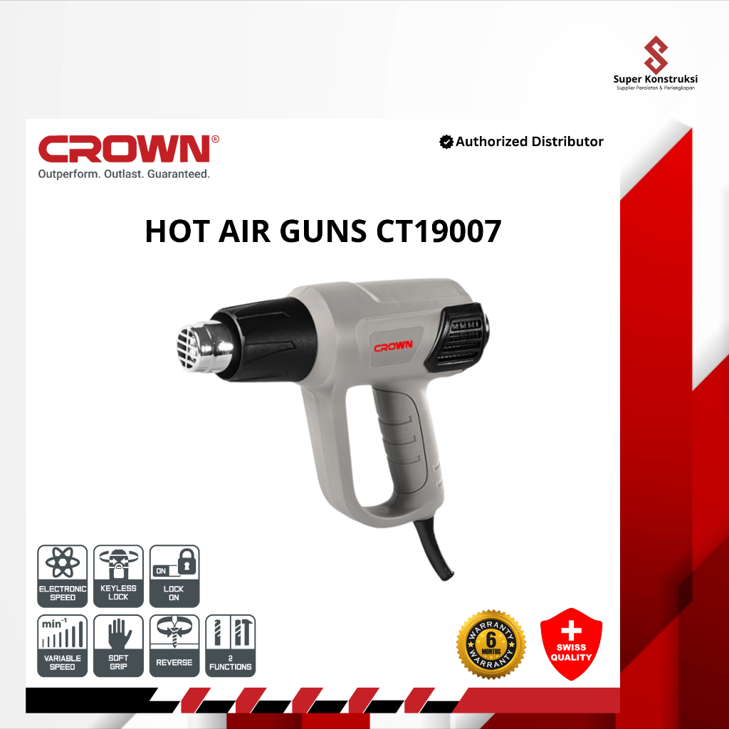Jual Crown HOT AIR GUN CT19007 - Mesin Blower Alat Pemanas Udara Stiker ...
