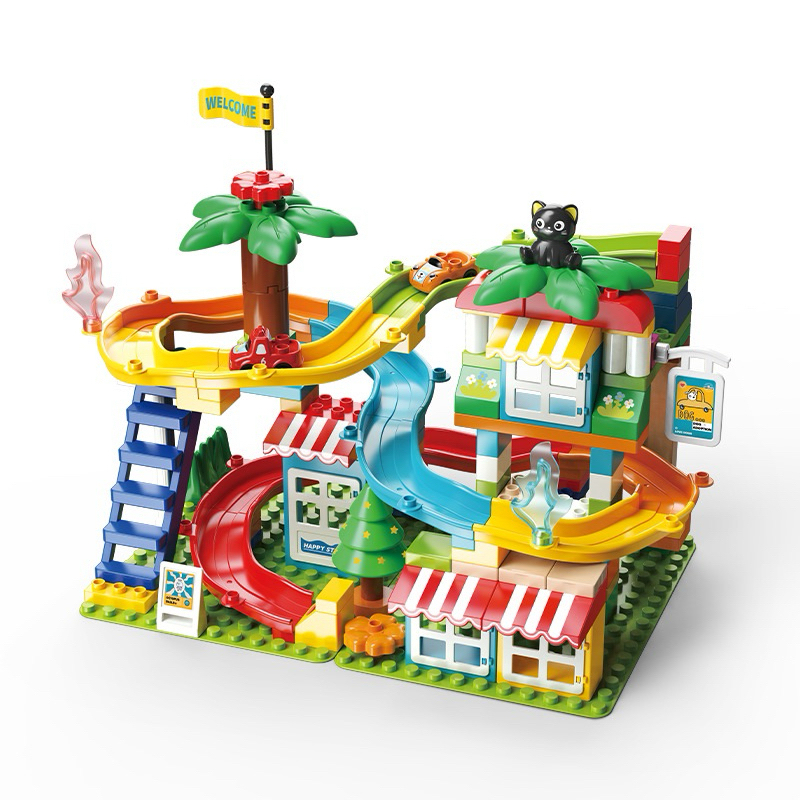 Jual Feelo slide blocks Car Track Jungle Roller Coaster Compatible ...