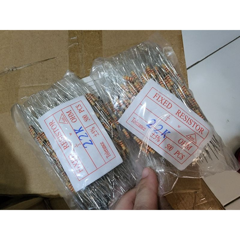 Jual resistor 1/2 watt Per BUNGKUS 500pcs 3k3 4k7 56k 2k7 470R dan ...