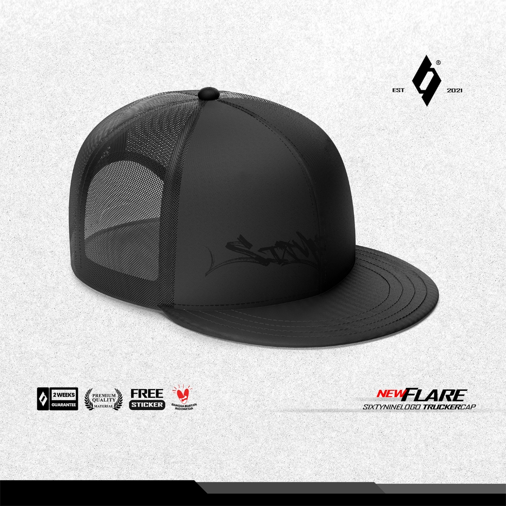 Jual SIXTYNINE PROJECT - Flare | Topi Pria | Trucker Hat | Black ...
