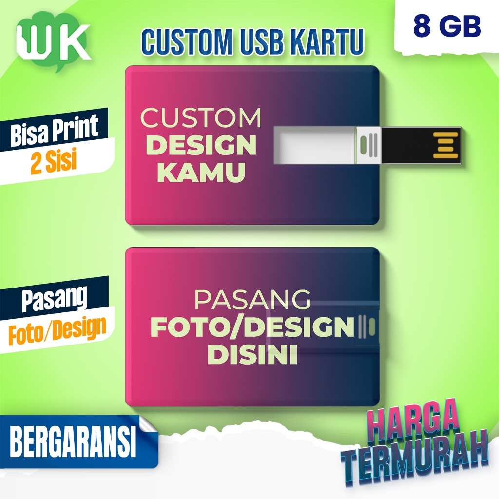 Jual Flashdisk Kartu 8 GB Custom - Flashdisk ID Card - USB Custom 2 SISI | Shopee Indonesia
