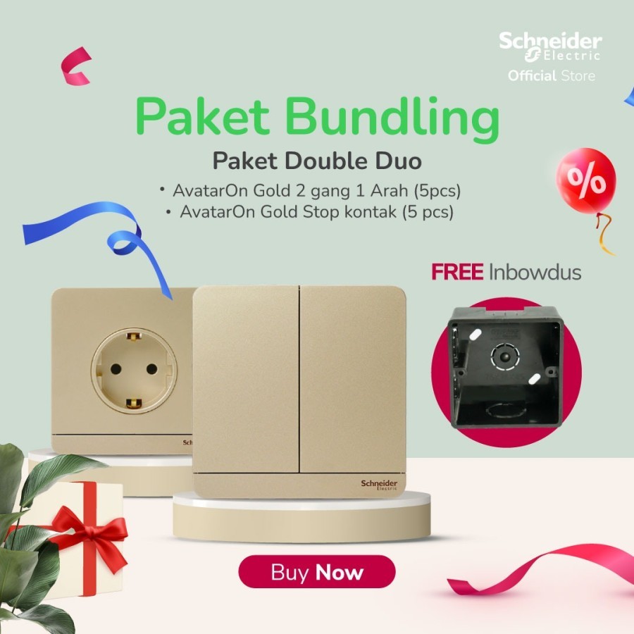 Jual Bundle AvatarOn Saklar 2G 1A WG+Stop Kontak WG(Free Inbow 10pcs) | Shopee Indonesia