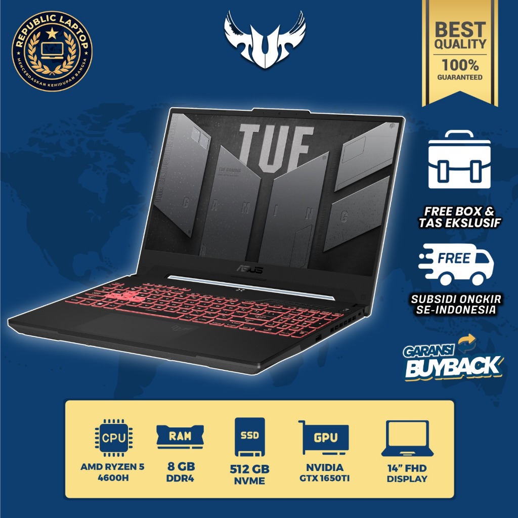 Jual Laptop Gaming Murah Laptop Asus TUF Ryzen 5/ RAM 8GB/ SSD 512GB ...