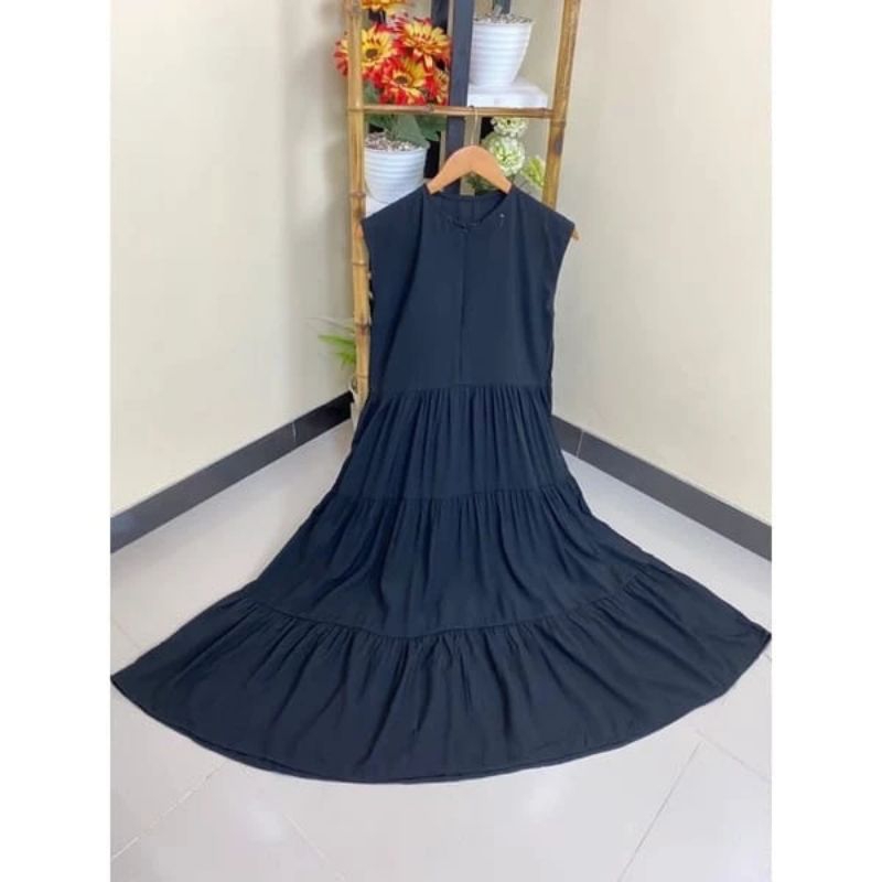Jual Inner Dress Susun Rampel Busui Friendly Tanpa Lengan Bahan Rayon ...