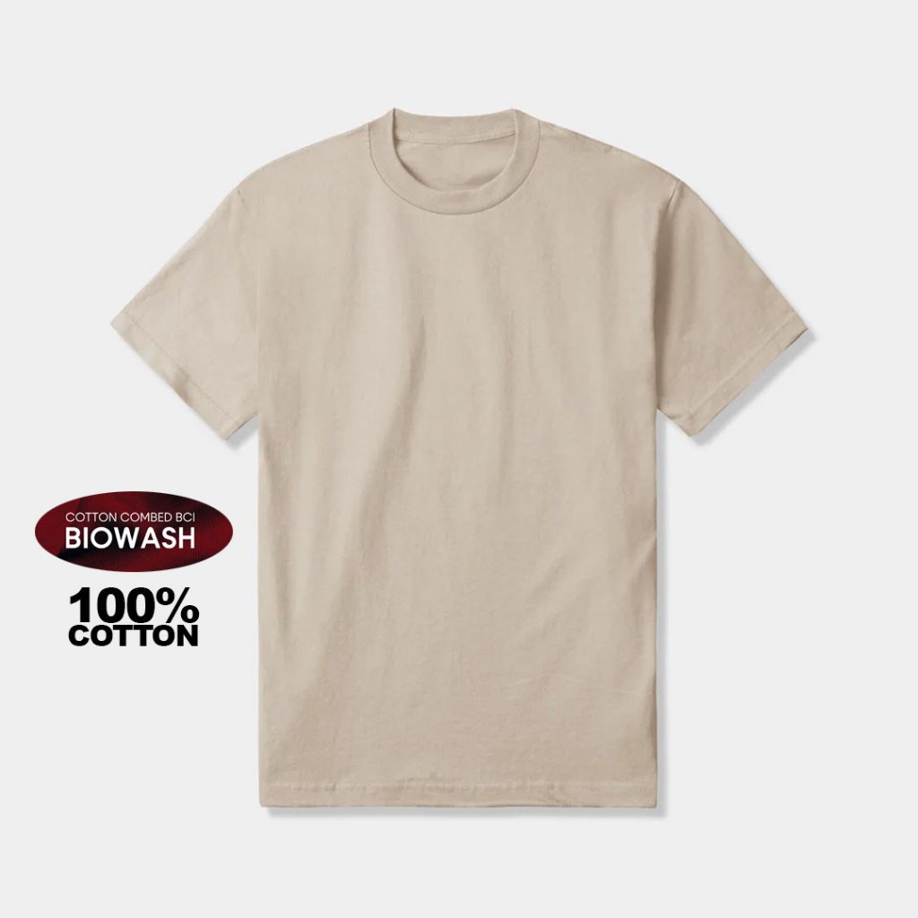 Jual Emanez Tshirt Kaos Polos Basic Premium - Beige | Shopee Indonesia