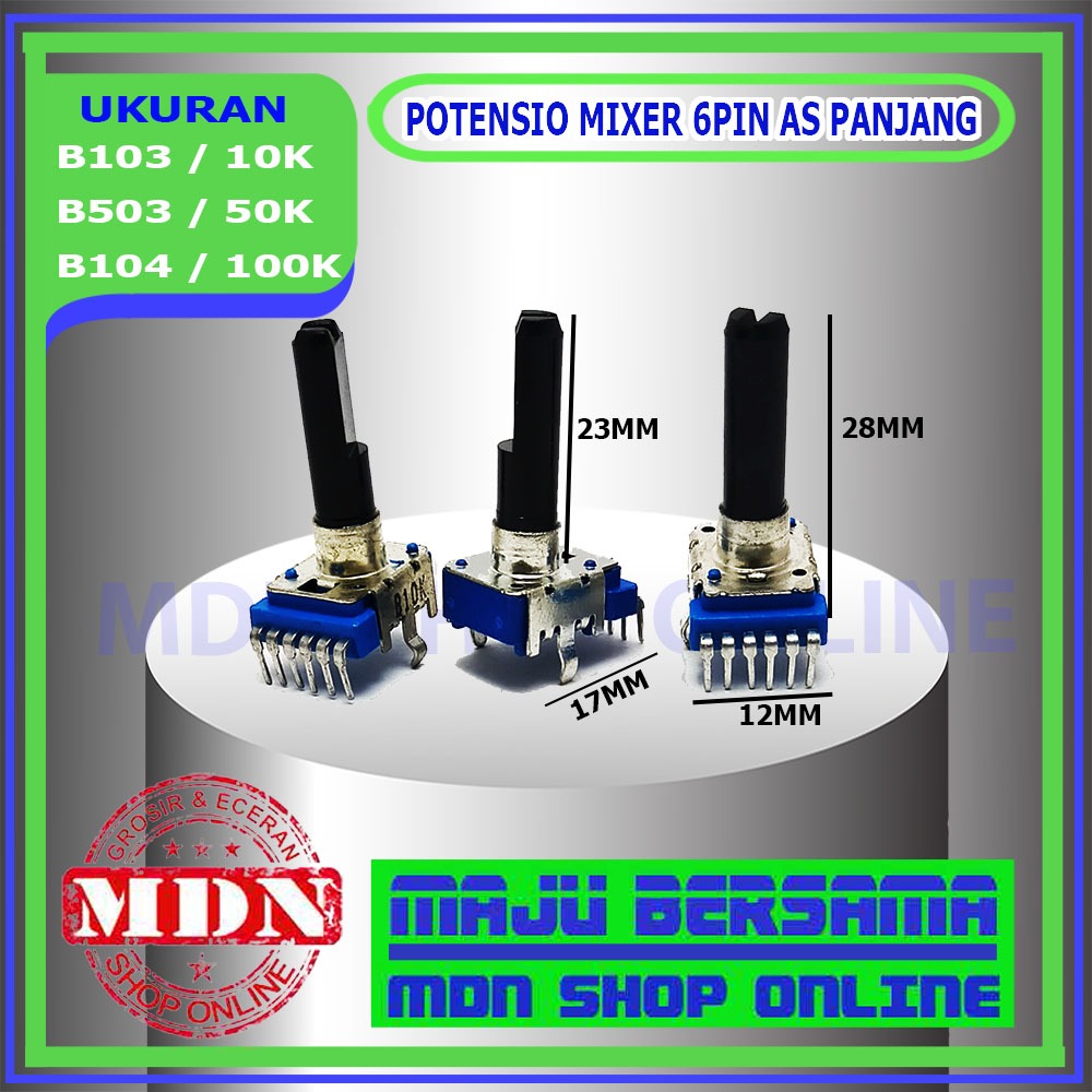 Jual Potensio mixer 6pin B103 10k B503 50k B104 100k 6pin as panjang ...