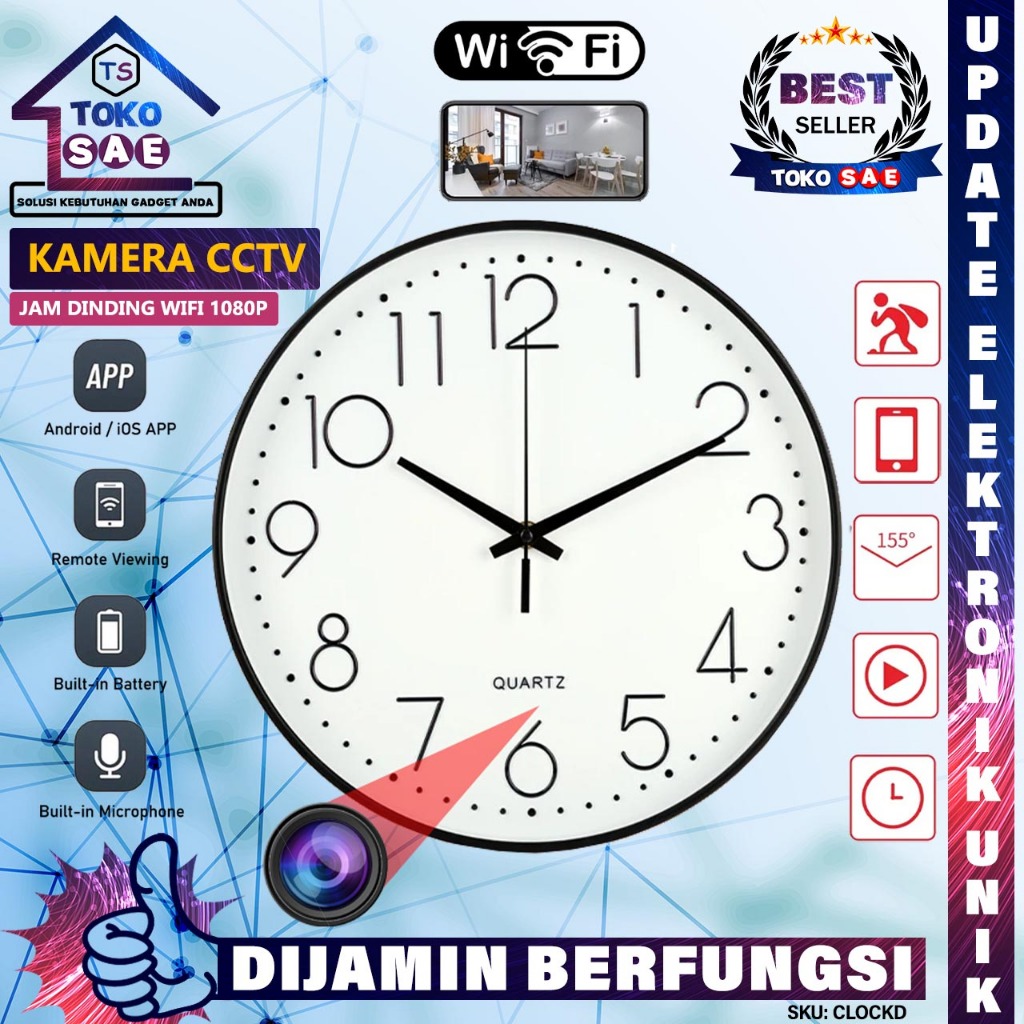 Jual Hidden Spy IP Camera Wifi Wall Clock Jam Dinding Kamera CCTV ...