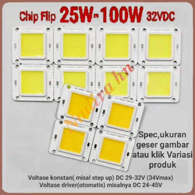 Jual 1pcs 25W - 100W DC 32V Chip Flip Cob 4640 25W 30W 40W 50W 70W 100W Led Daya Tinggi hemat ...