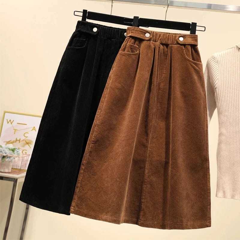 Jual Rok Vintage Corduroy Skirt Korean Style Rok Span Wanita Kekinian ...