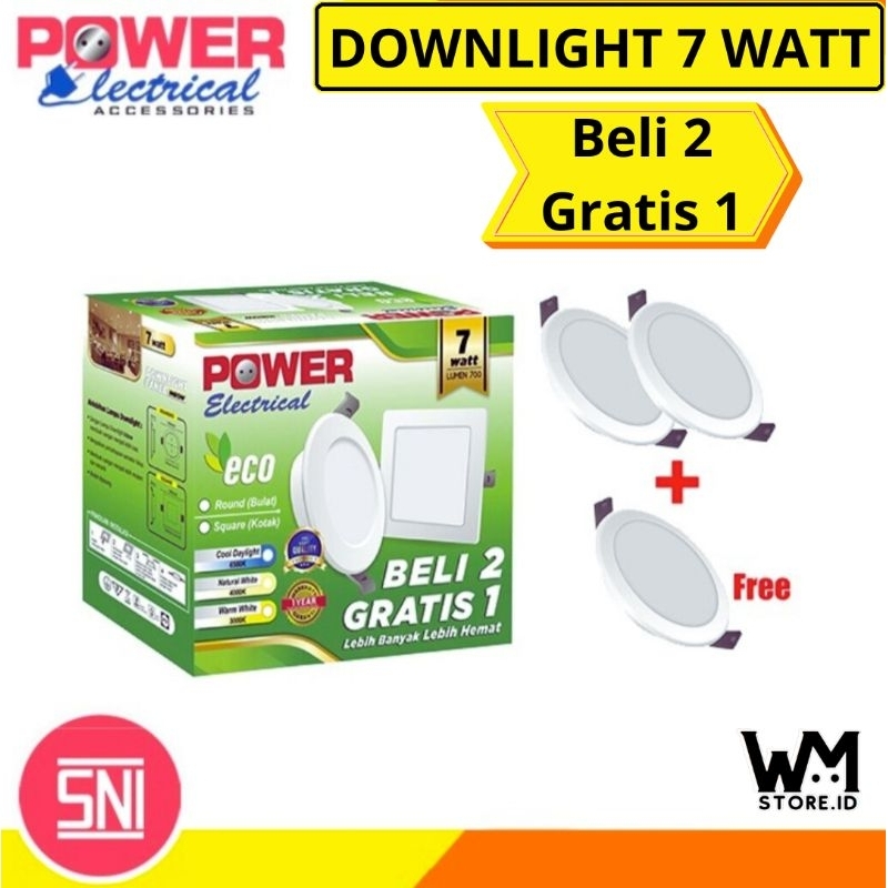 Jual (1 PACK ISI 3) Lampu Downlight Power 7 watt | Lampu plafon ...