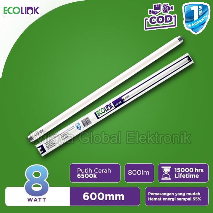 Jual Lampu TL Led Tube Neon Ecolink 8W Watt 8 W Lebih Terang Garansi ...