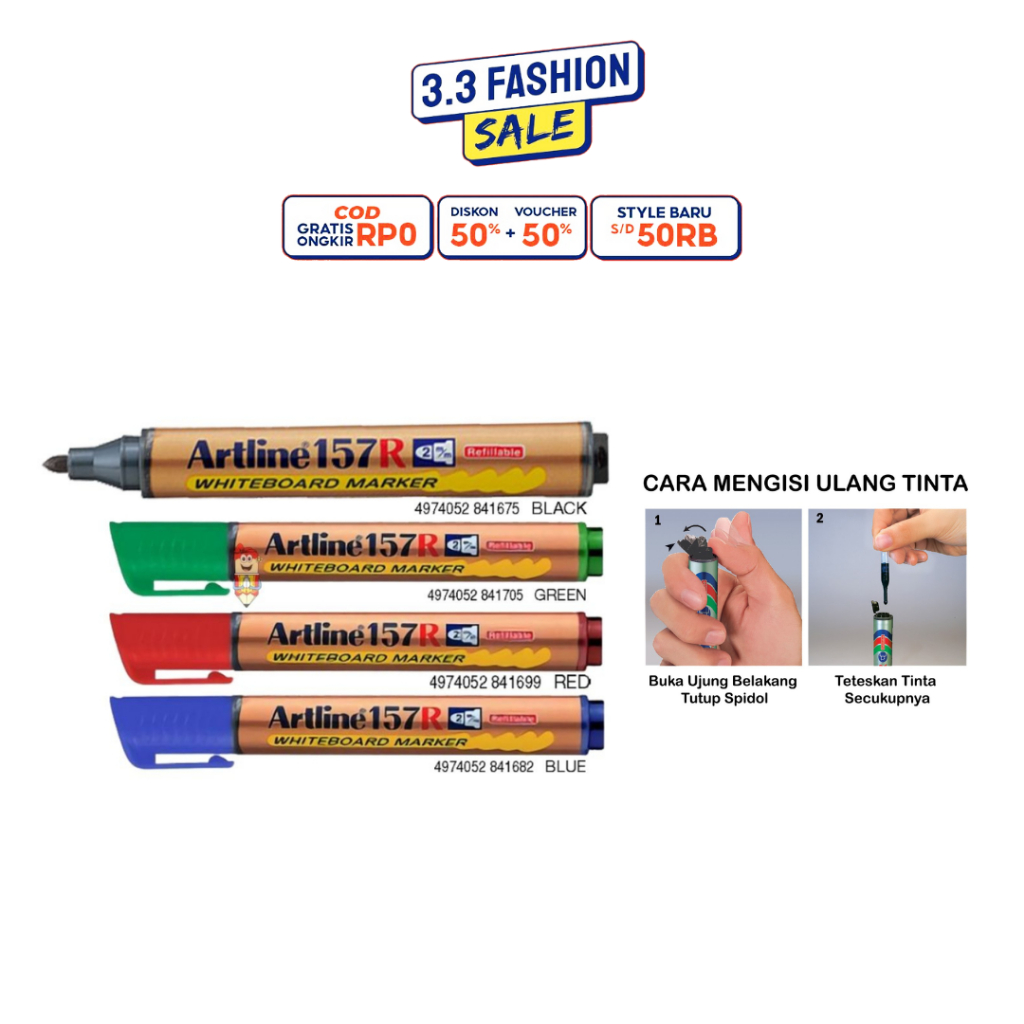 Jual Spidol Artline 157 R White Board Marker Papan tulis Putih | Shopee ...