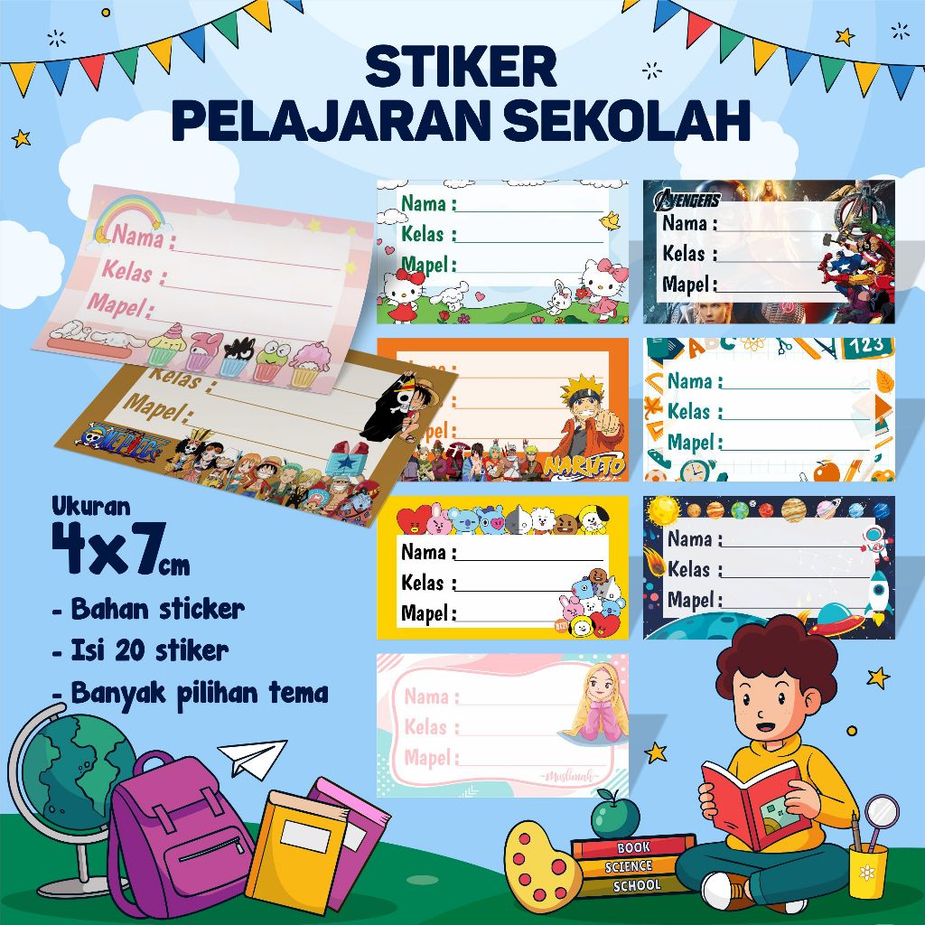 Jual Isi 20 Stiker Mapel - Label Buku Pelajaran Sekolah - Stiker mata ...