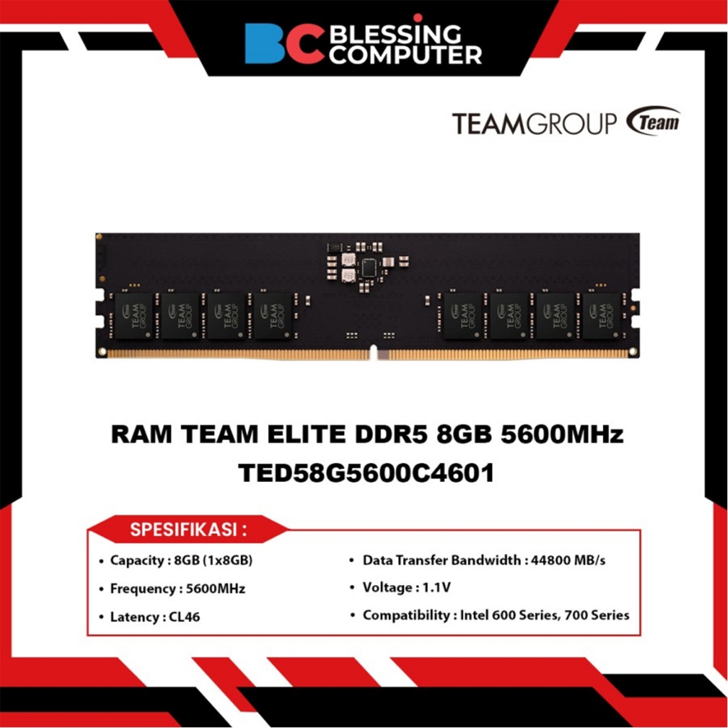 Jual RAM TEAM ELITE DDR5 8GB 5600MHz TED58G5600C4601 | Shopee Indonesia