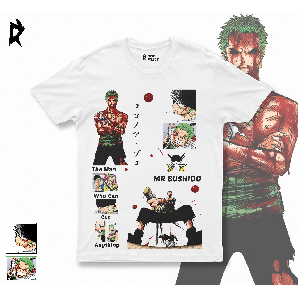 Jual DCR Kaos One Piece Mr Bushido Roronoa Zoro - Putih | Shopee Indonesia