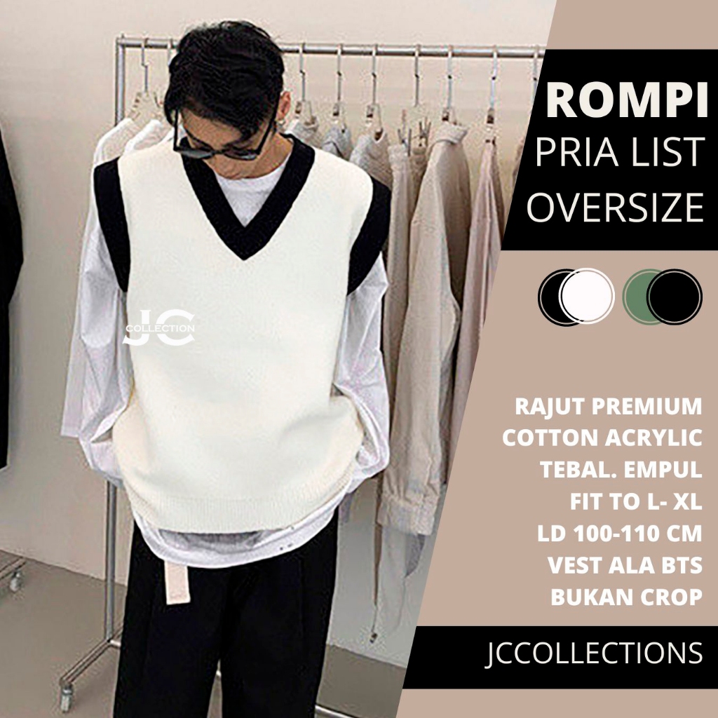 Jual Baju Vest Rajut Korea Pria Oversize Unisex Style Rompi Knit LD100 ...