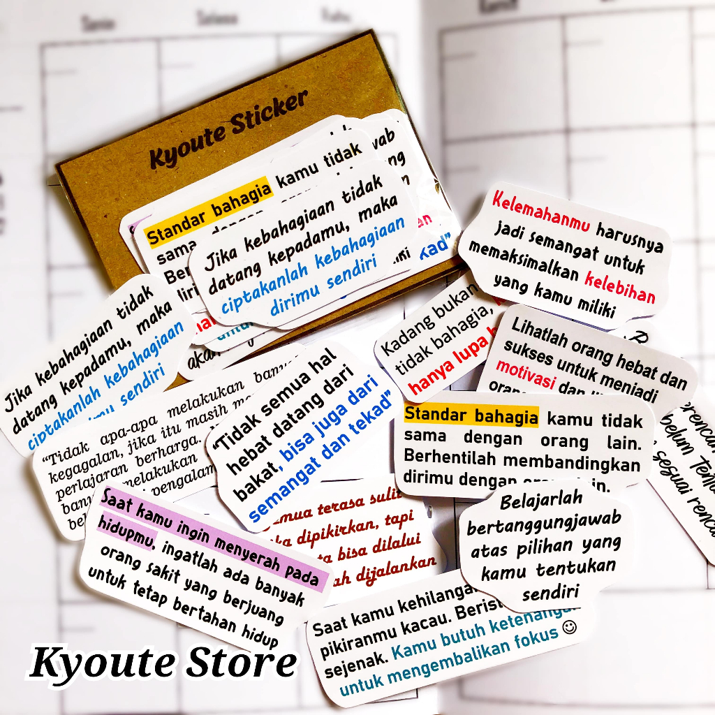 Jual Kyoute 12 pcs Sticker Pack Motivation Quotes Indonesia Scrapbook ...
