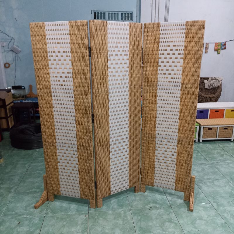 Jual Sekat Ruangan Rotan Sintetis 3 Panel | Shopee Indonesia