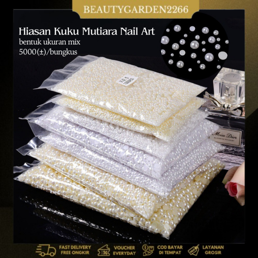Jual [ COD ] Hiasan Kuku 3D Mutiara Berlian 5000pcs/Aksesoris Nail Art ...
