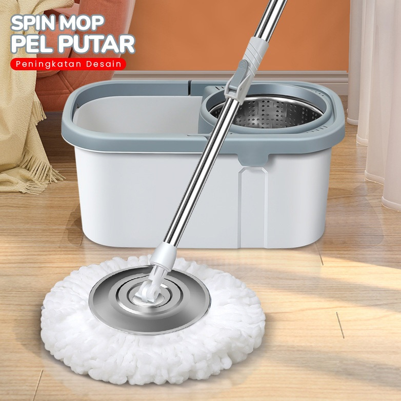 Jual Alat Pel Spin Mop 2In1 Super Mop Pencucian & Pengeringan Lap Pel ...