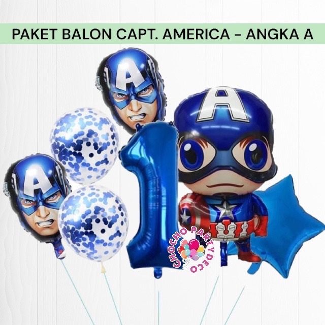 Jual Paket Balon CAPTAIN AMERICA Angka A / Dekorasi Ulang Tahun capten ...