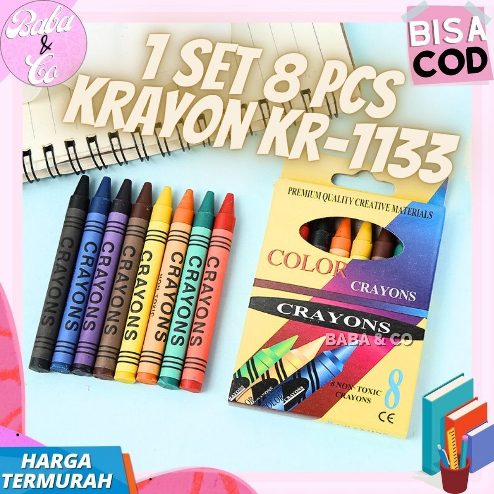 Jual 1 SET KRAYON 8pcs CRAYON MURAH 1 SET 8 WARNA KRAYON GAMBAR KR-1133 ...