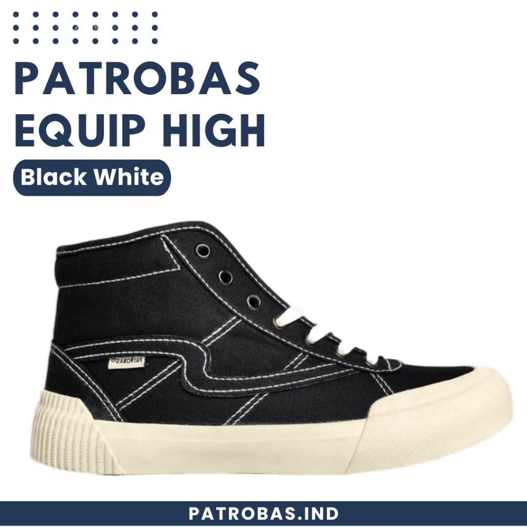 Jual PATROBAS Equip High Black White Sepatu Sneakers Casual Sekolah ...