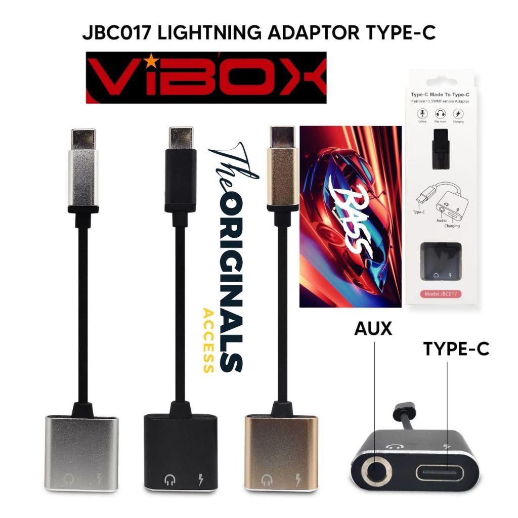 Jual Vibox Splitter JBC-017 Audio Converter 2in1 Usb Type C to Aux 3 ...