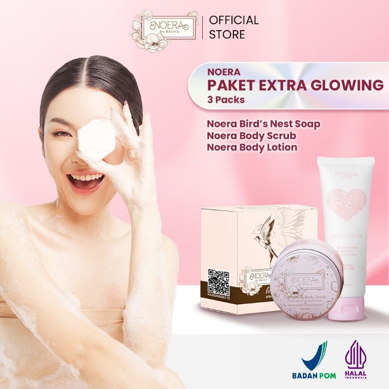 Jual Noera Paket Extra Glowing | Birdnest soap + Lightening Body Scrub ...