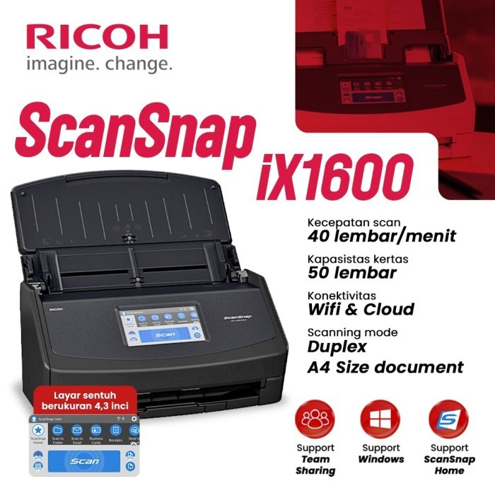Jual Ricoh / Fujitsu ScanSnap iX1600 Scanner Scan Snap IX 1600 | Shopee ...
